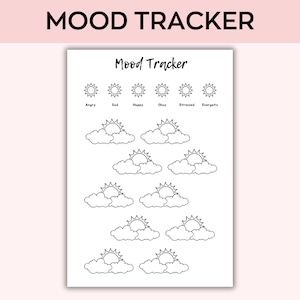 Monthly Mood Trackers Bundle, A5 Printable Journal Pages, Feelings ...