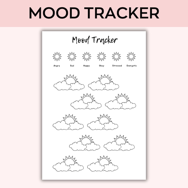 Monthly Mood Trackers Bundle, A5 Printable Journal Pages, Feelings ...