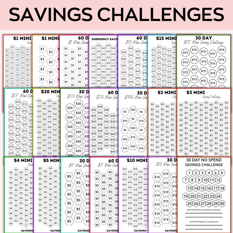 Money Savings Challenges Mega Bundle, A6 Sized Mini Savings Challenge ...