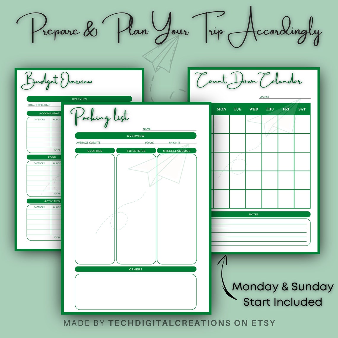 Printable Travel Itinerary Travel Plan Printable Printable - Etsy