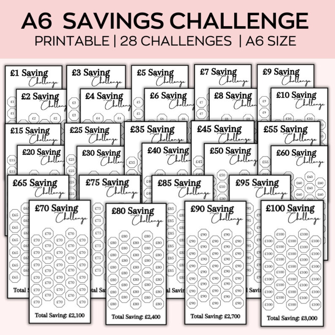 A6 Savings Challenge Printable, Print at Home Saving Money Tracker ...
