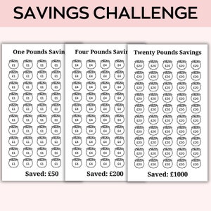 Pound Savings Challenge Bundle, A6 Customize Savings Printable, 50 ...