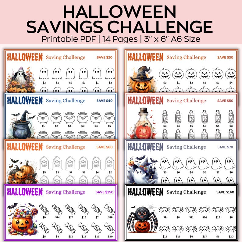 Halloween Savings Challenge Printable Bundle, Spooky Saving Challenges ...