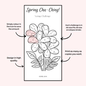 A6 Spring Cha Ching Savings Challenge, Mini Savings Challenge, Save 100 ...