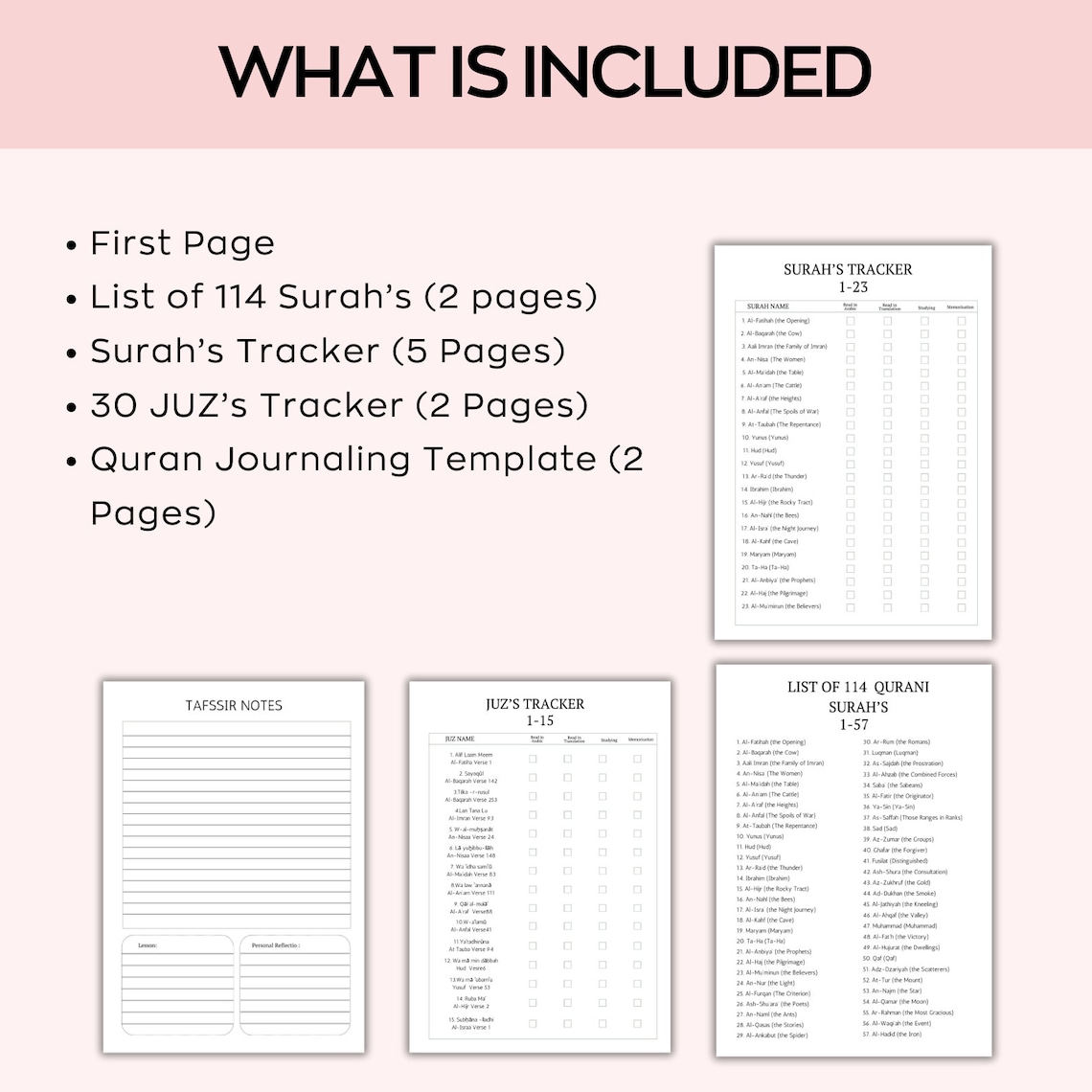 Quran Journal Digital, Quran Study Tracker, Muslim Planner, Quran ...