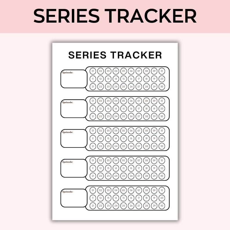 Series Tracker, A5 Journal Page Printable, Episode Tracker, Monthly ...