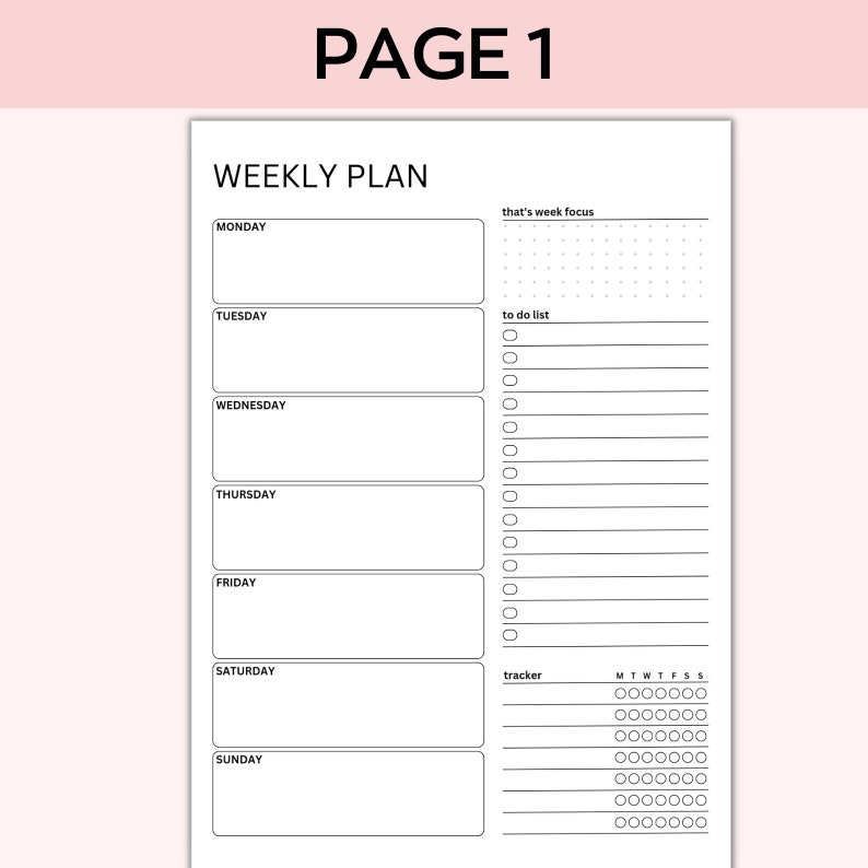 Weekly Planner Printable, Weekly Organizer Journal, Weekly Agenda ...