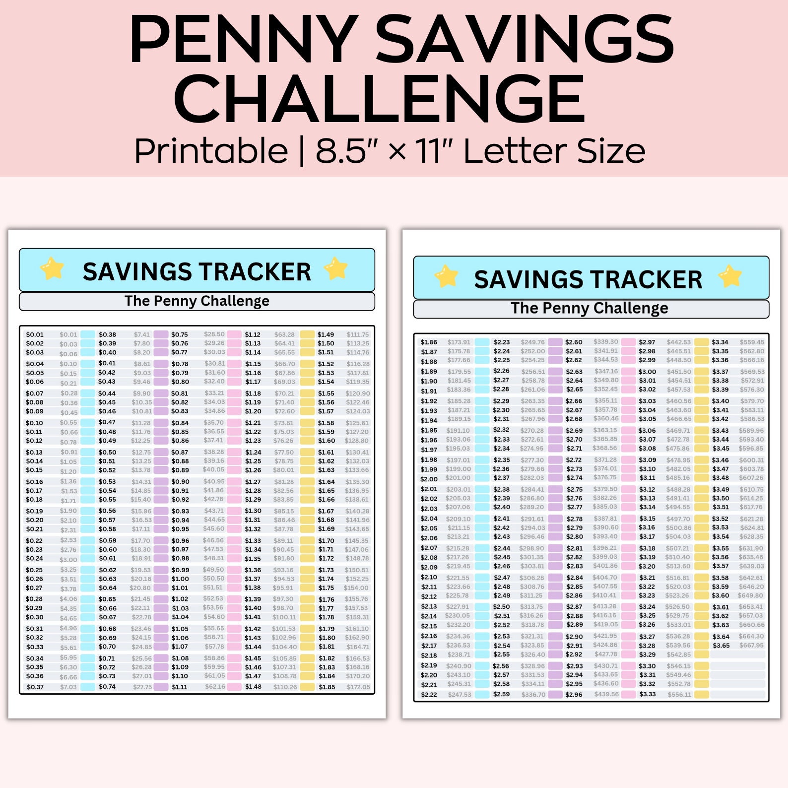 Penny Saving Challenge Printable,a6 Budget Binder, Saving Tracker ...