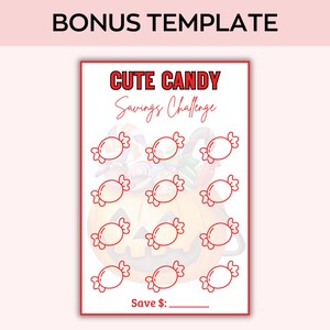 Cute Candy Savings Challenge Printable Bundle, Mini A6 Low-income, Low ...