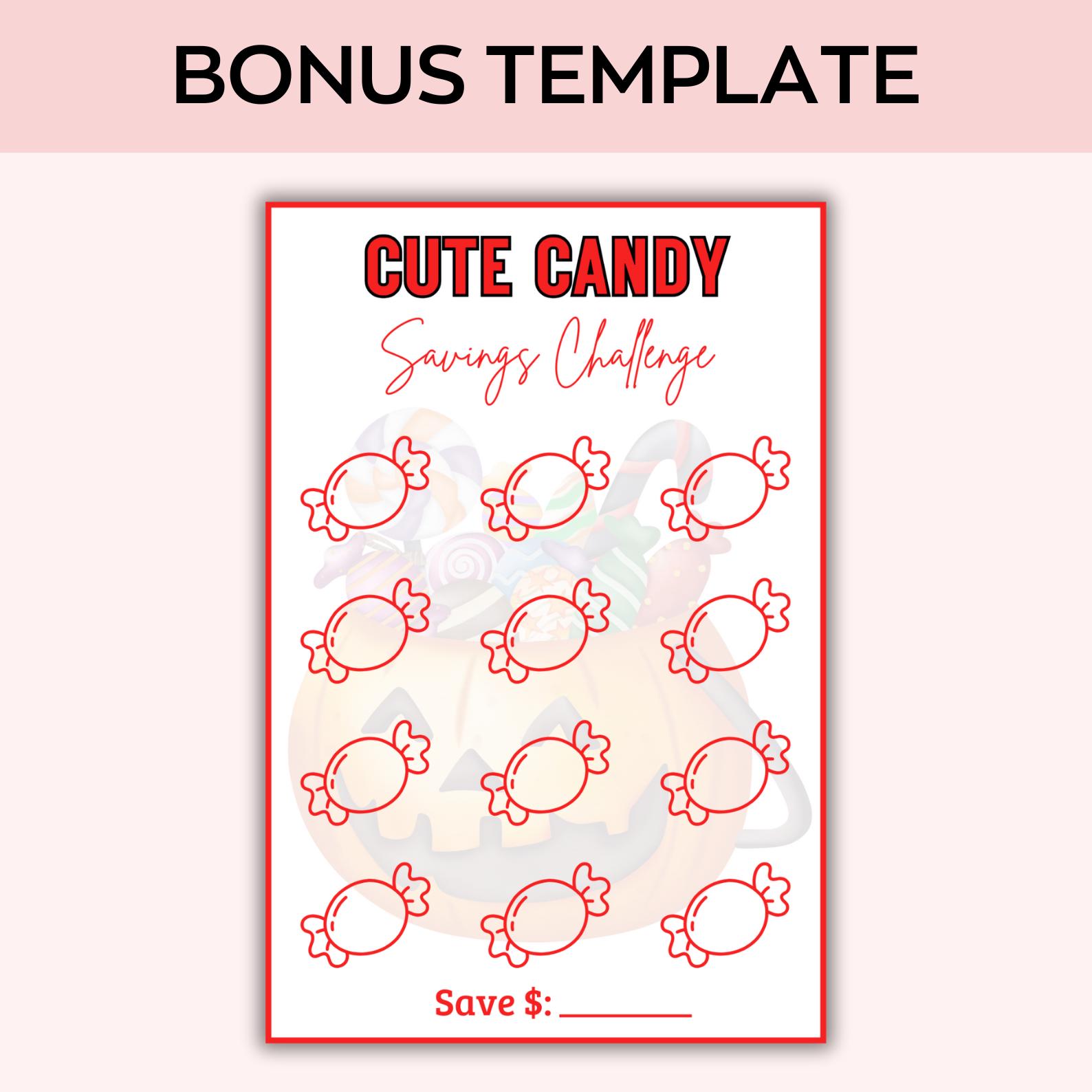 Cute Candy Savings Challenge Printable Bundle, Mini A6 Low-income, Low ...