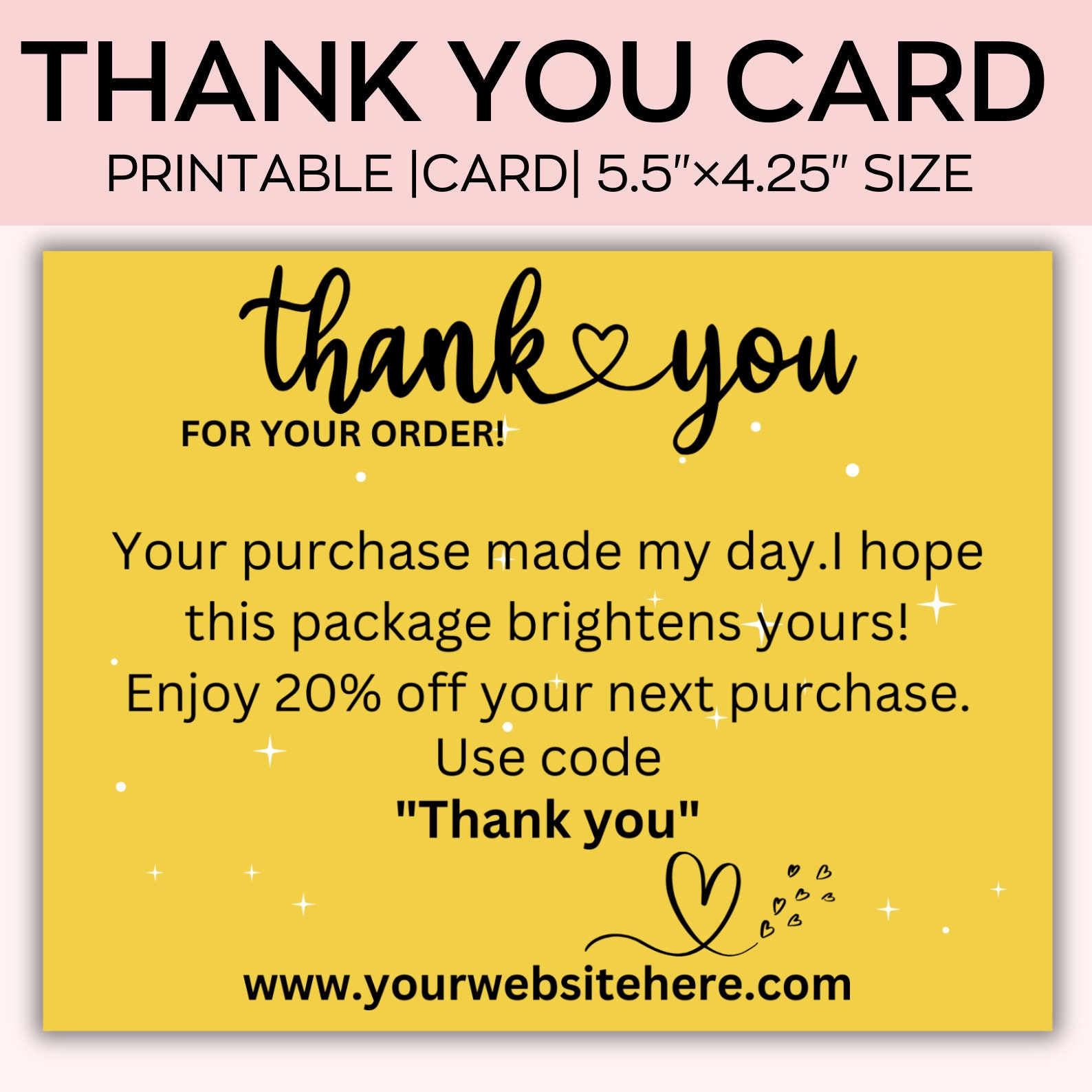 Small Business Thank You Card, Printable Customer Card, Custom Package ...