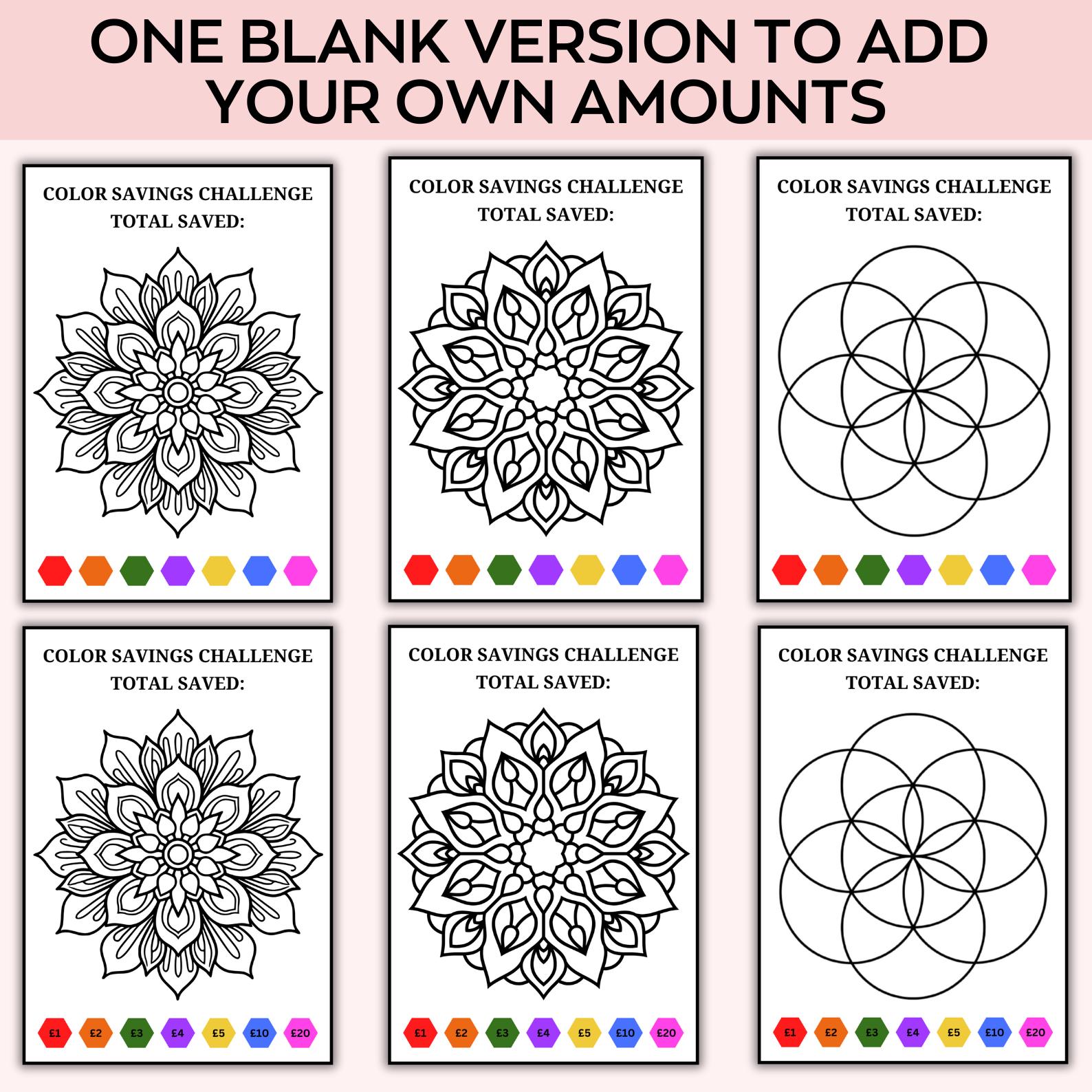 Color-in Savings Bundle Challenges, Low Income Saving Challenges ...