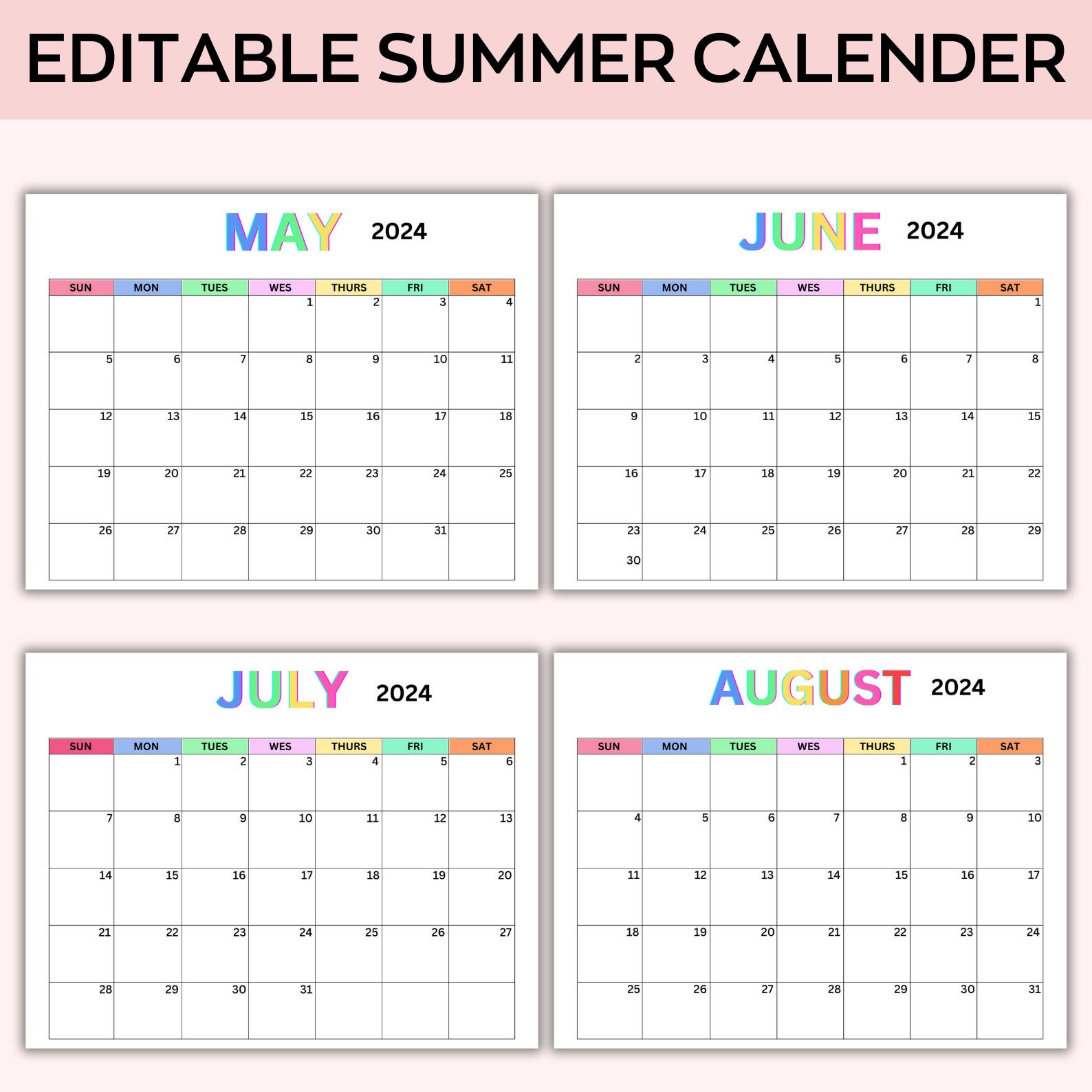 Editable Summer Planner 2024, Printable Summer Kids Planner, Summer ...