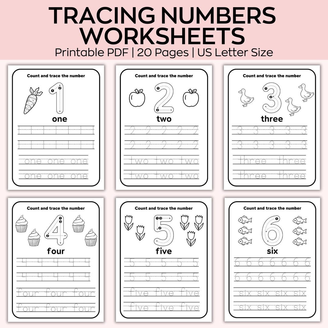 Number Tracing Worksheet, Pre-k Preschool Worksheet, Kindergarten ...