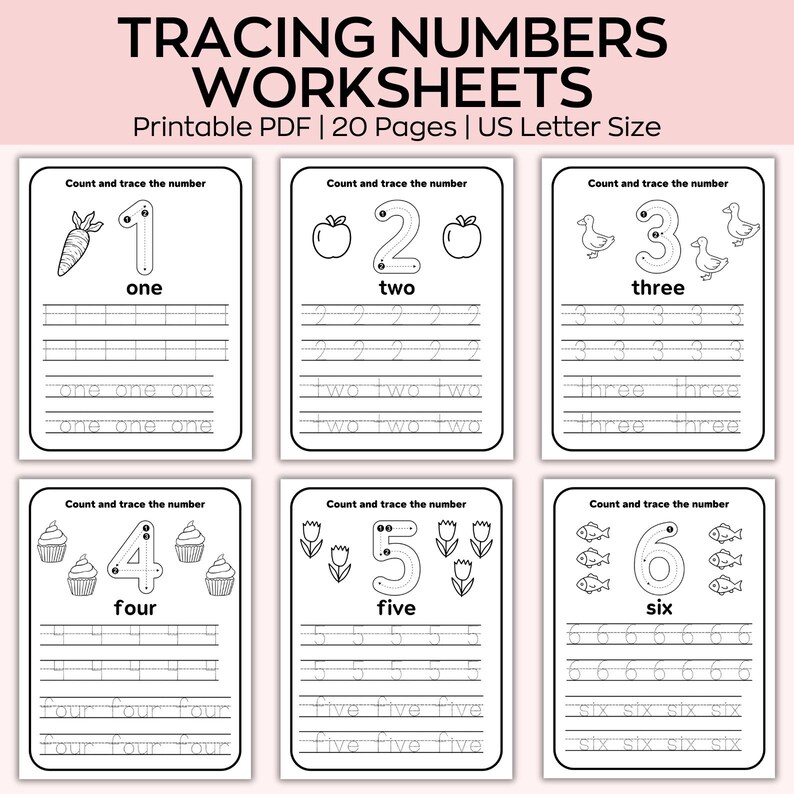 Number Tracing Worksheet, Pre-k Preschool Worksheet, Kindergarten ...