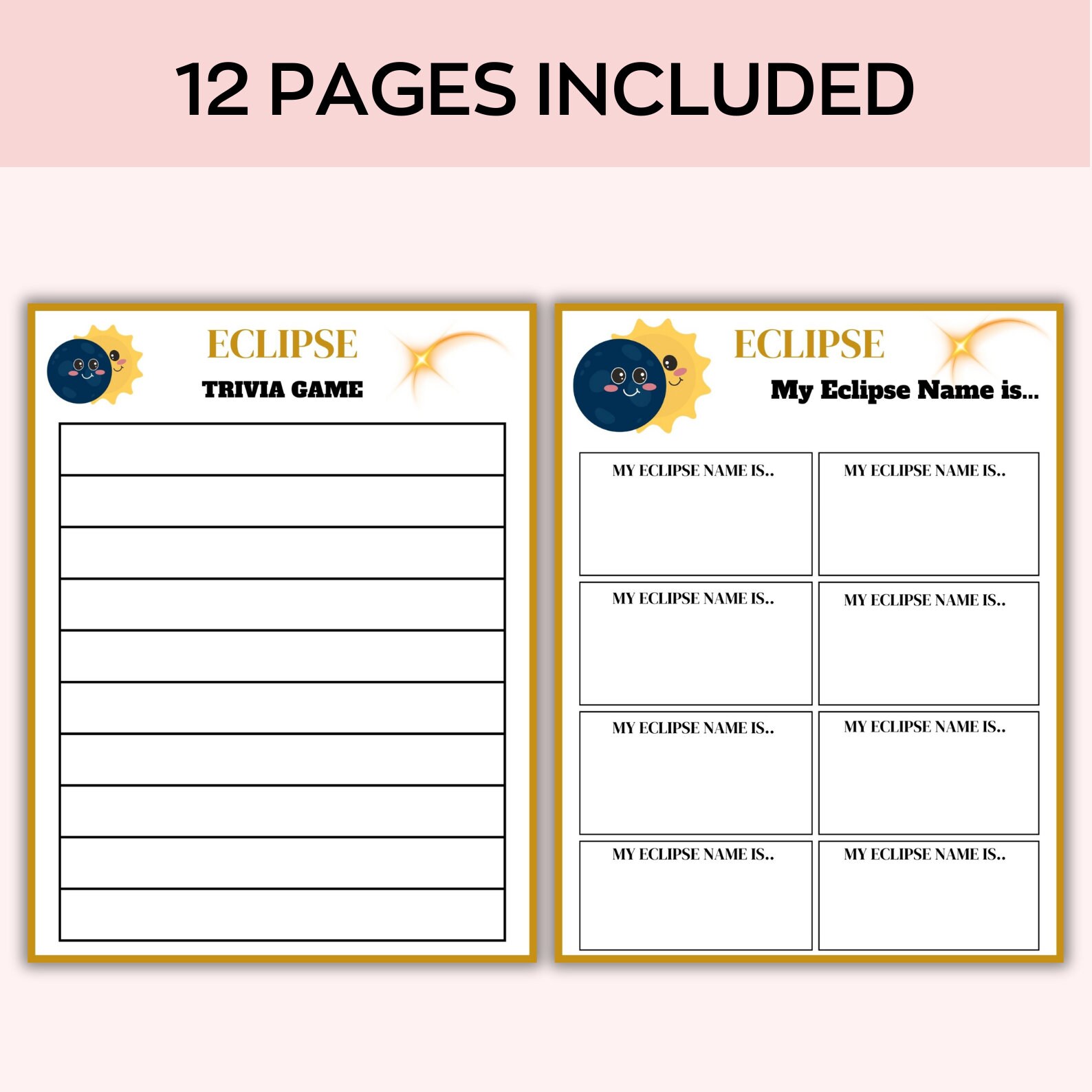Solar Eclipse Games, Eclipse Worksheets Printable, Solar Activity Ideas ...