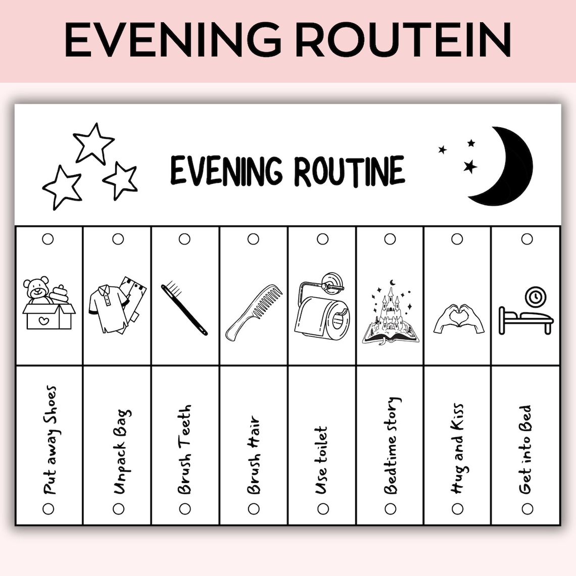 Kids Flip Routine Chart Editable Printable ,morning Flip Done ,evening ...