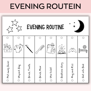 Kids Flip Routine Chart Editable Printable ,morning Flip Done ,evening ...