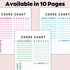 Weekly Chore Chart Printable, A4 Daily Responsibility Chart for Kids ...
