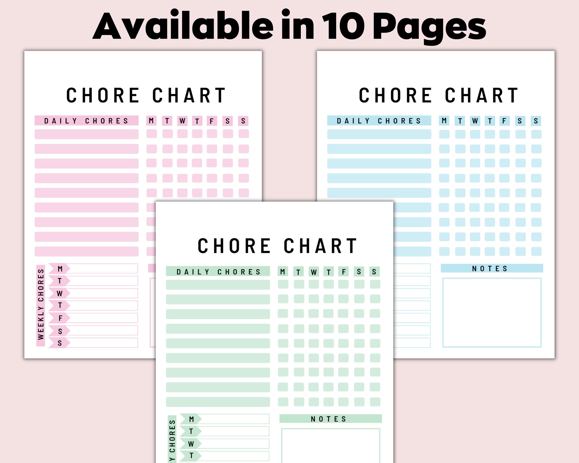 Weekly Chore Chart Printable, A4 Daily Responsibility Chart for Kids ...