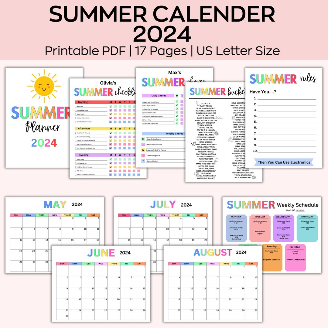 Editable Summer Planner 2024, Printable Summer Kids Planner, Summer ...