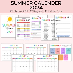 Editable Summer Planner 2024, Printable Summer Kids Planner, Summer ...