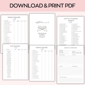 Quran Journal Digital, Quran Study Tracker, Muslim Planner, Quran ...