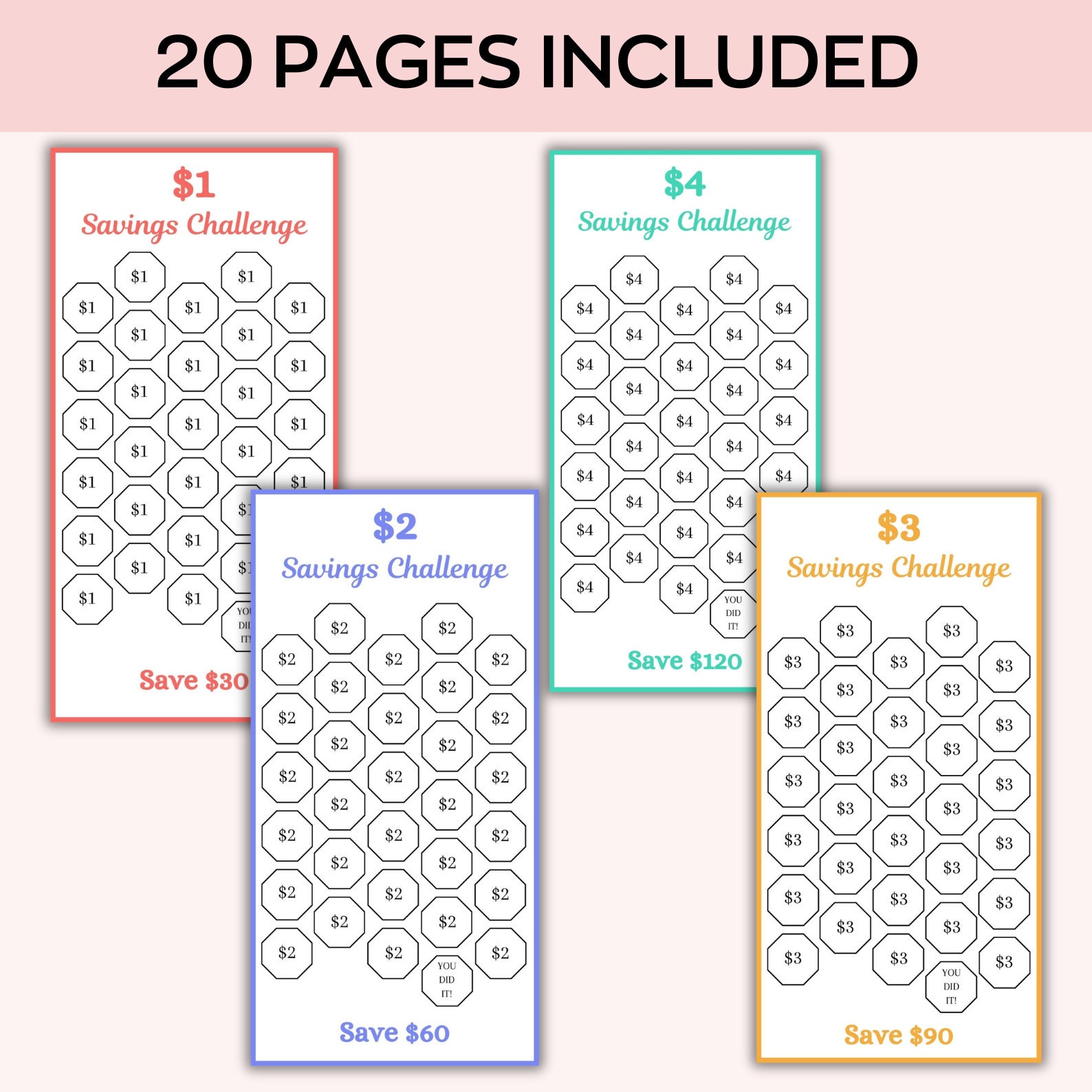 Low Income Savings Challenge Printable, A6 Mini Savings Challenge ...