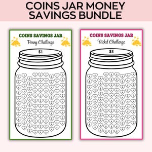 Coin Jars Money Savings Challenge, A6 Printable Coin Saving Tracker, A6 ...