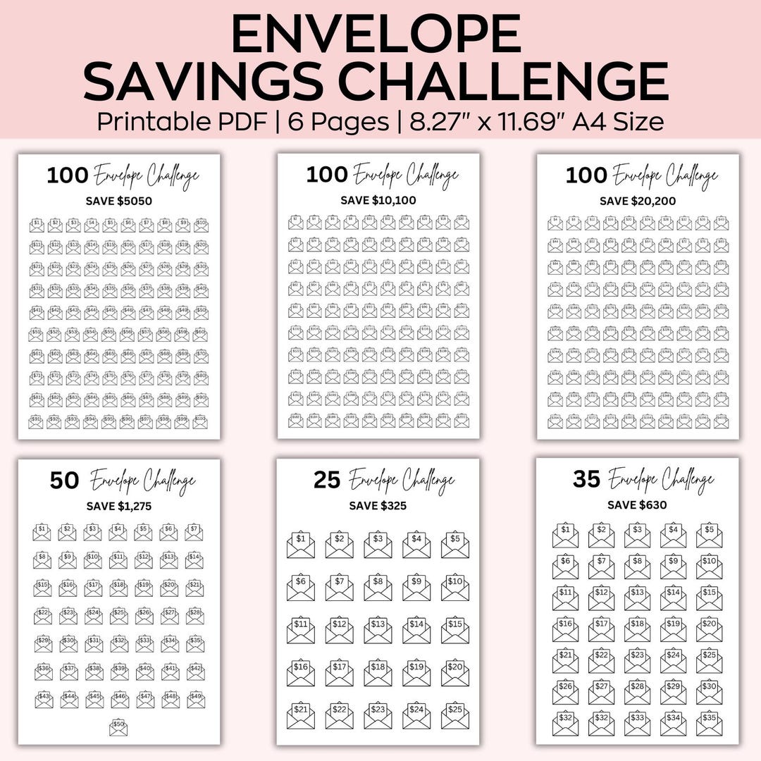 100 Envelope Saving Challenge, A6 Mini Savings Challenge Bundle, Money ...