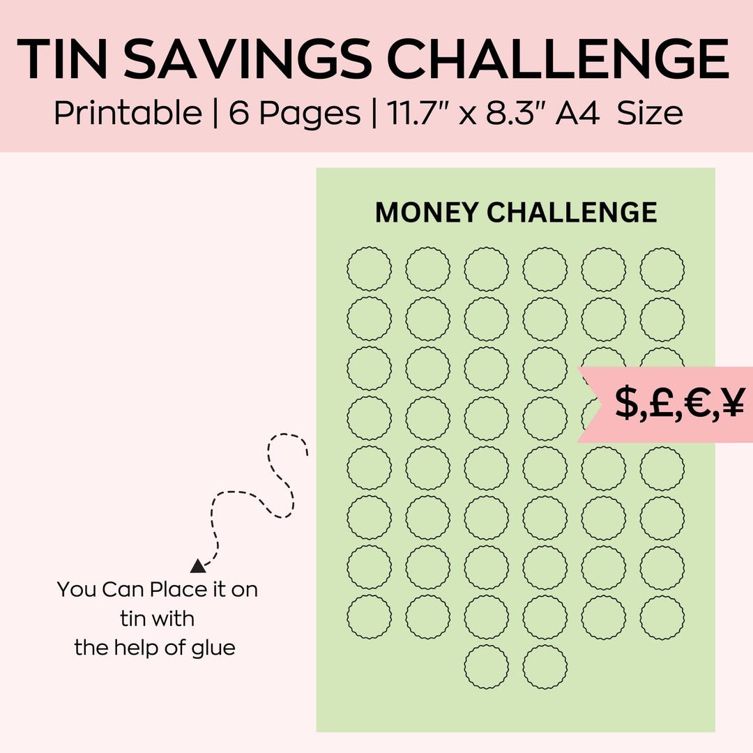 MONEY TIN TRACKER Sticker- Money Envelope Challenge .savings Challenge ...