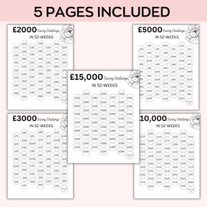 Pounds Saving Challenge Printable,flower Saving Tacker, Cash Budgeting ...