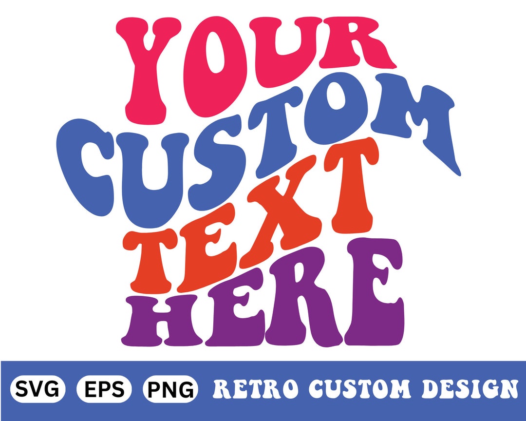 Custom Retro Font Text, Customised Retro Wavy Text Svg, Wavy Stacked, Colourful Stacked Wavy ...