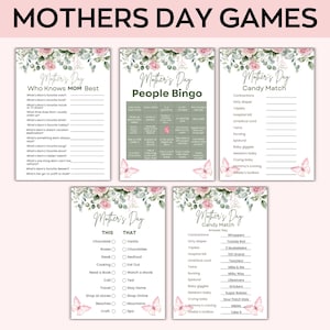 Printable Mother's Day Games With Answer Sheets, Mother's Day Party ...