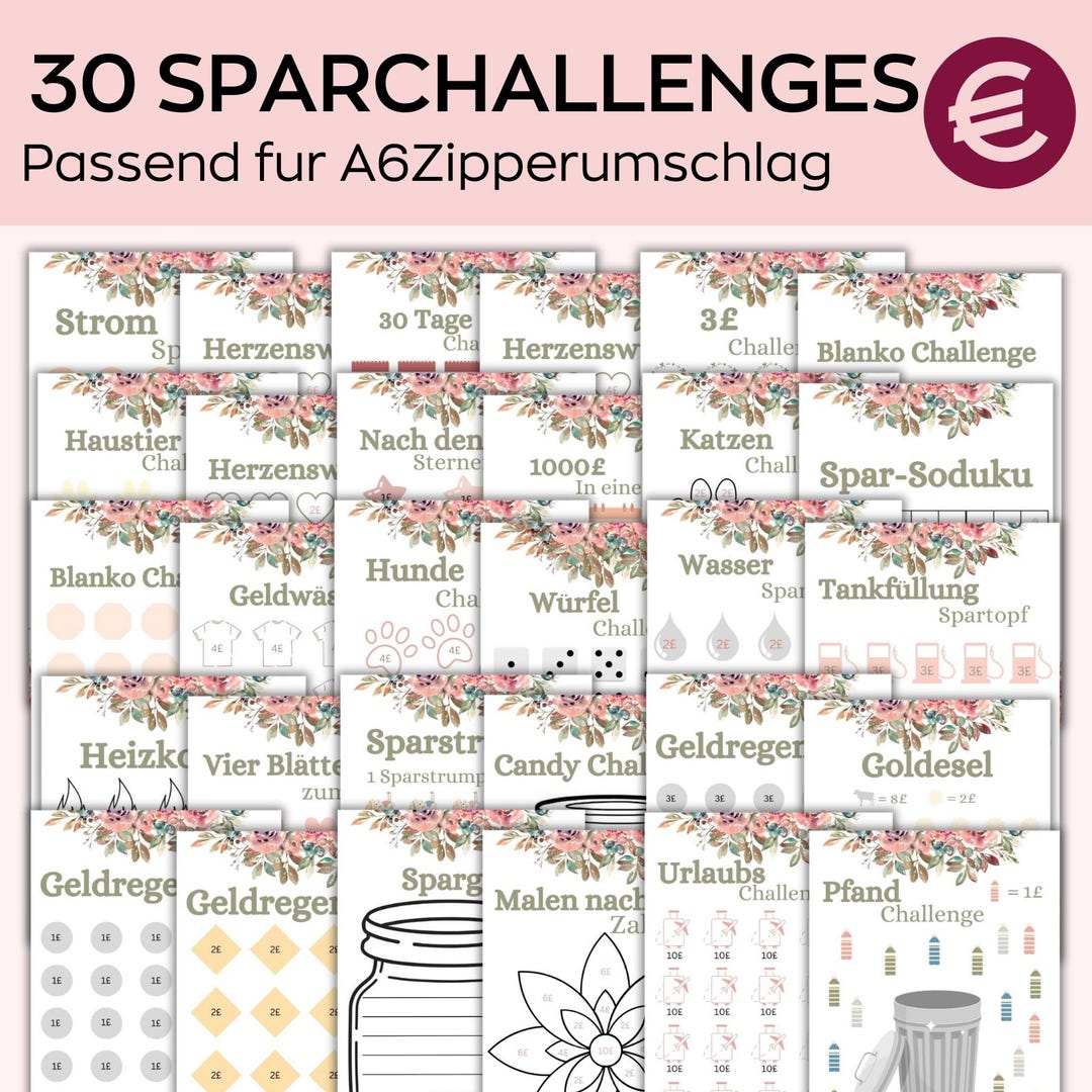 A6 Spar Challenge as a Digital Download Budget Book, Envelope Method ...