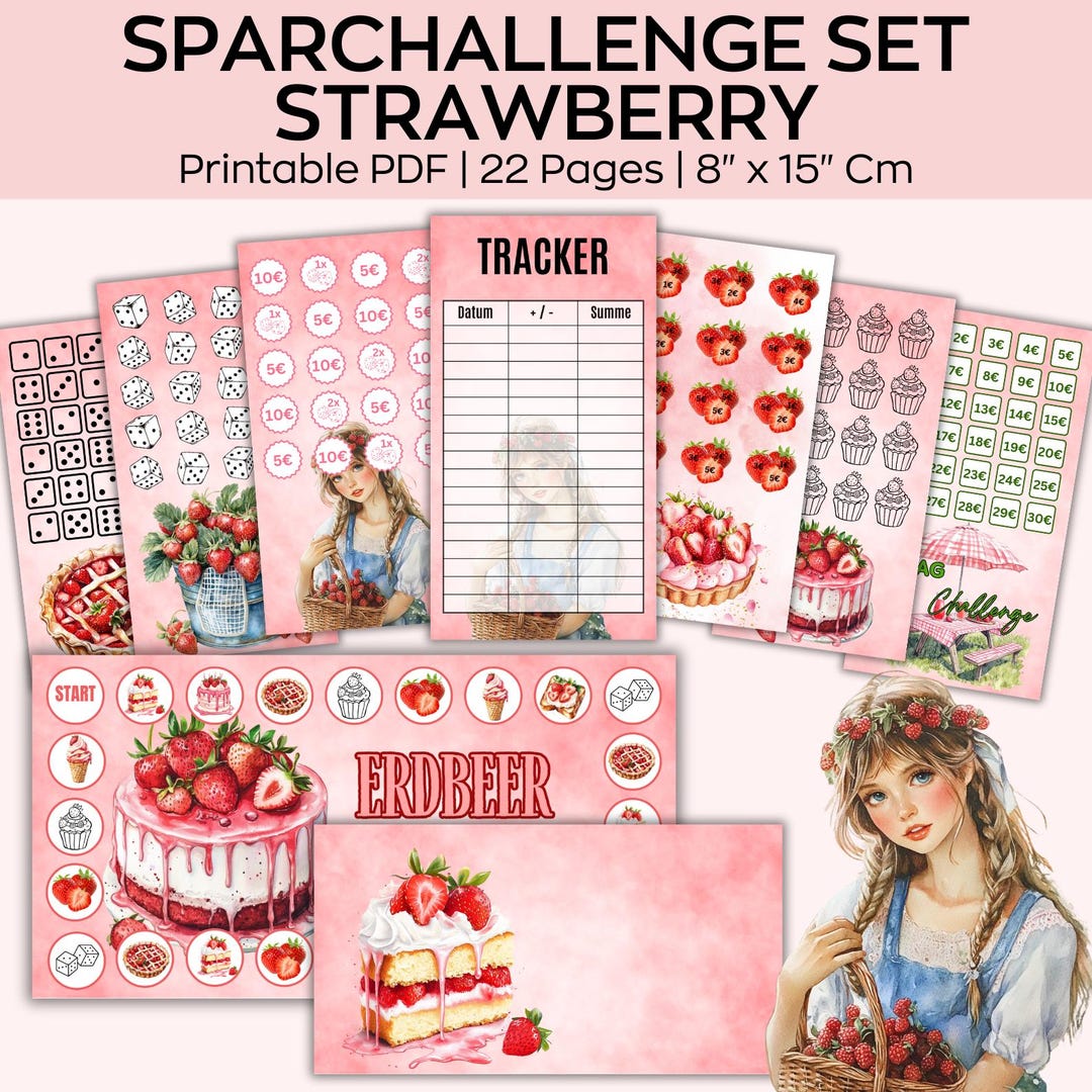 A6 Savings Challenges, Strawberry Savings Game, Money Savings ...