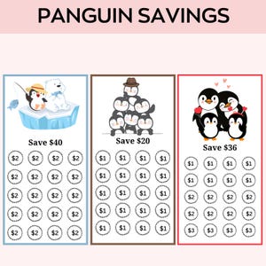 Penguins Mini Savings Challenges, A6 Penguin Saving Challenges, Money ...