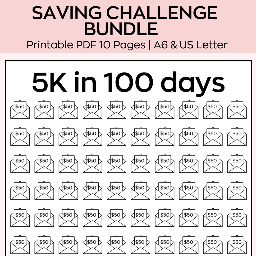 5k Saving Printable ,A6 Budget Binder,mini Saving Challenge,100 Days ...