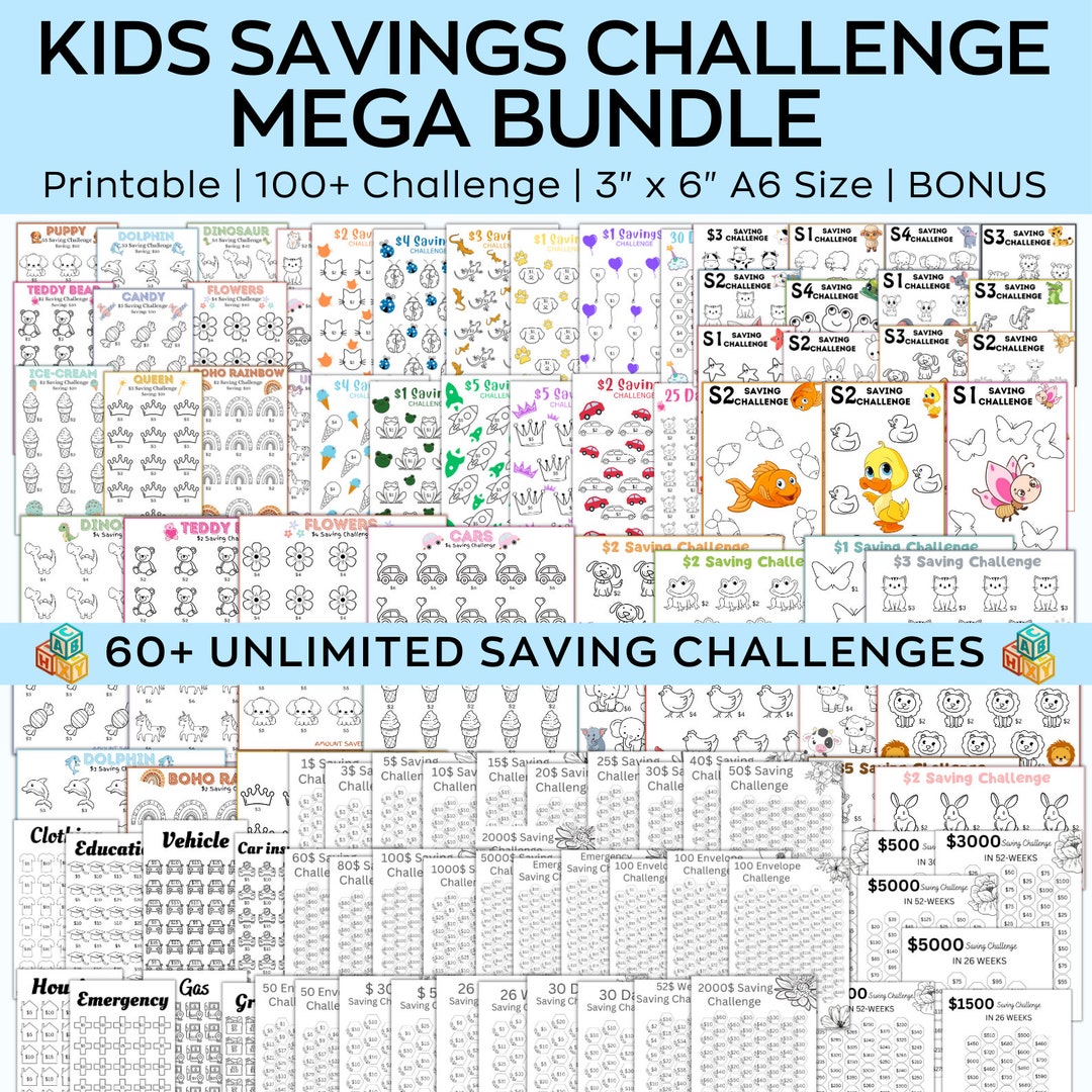 Ultimate Kids Savings Challenge Bundle, Mega A6 Kids Savings Challenge ...