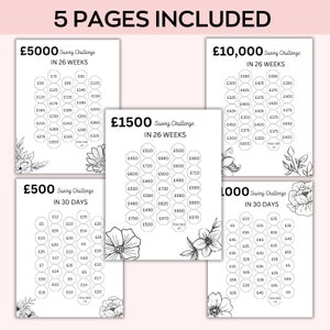 Pounds Saving Challenge Printable,flower Saving Tacker, Cash Budgeting ...