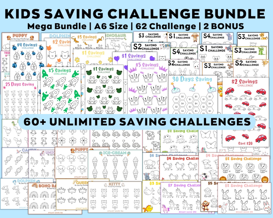 Ultimate Kids Savings Challenge Bundle, Mega A6 Kids Savings Challenge ...