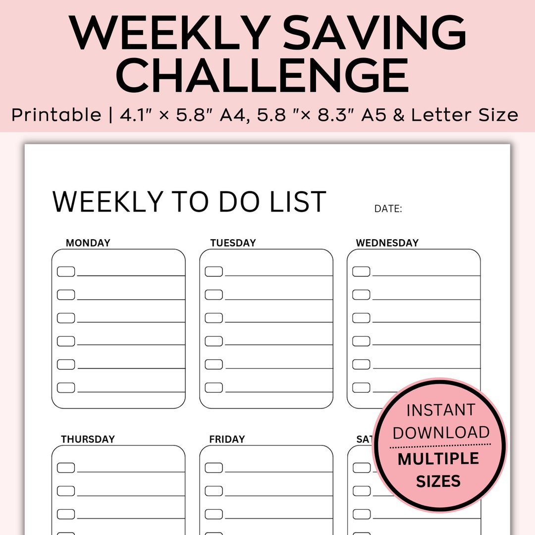 Weekly to Do List Printable, Weekly Task List Template, Weekly Planner ...