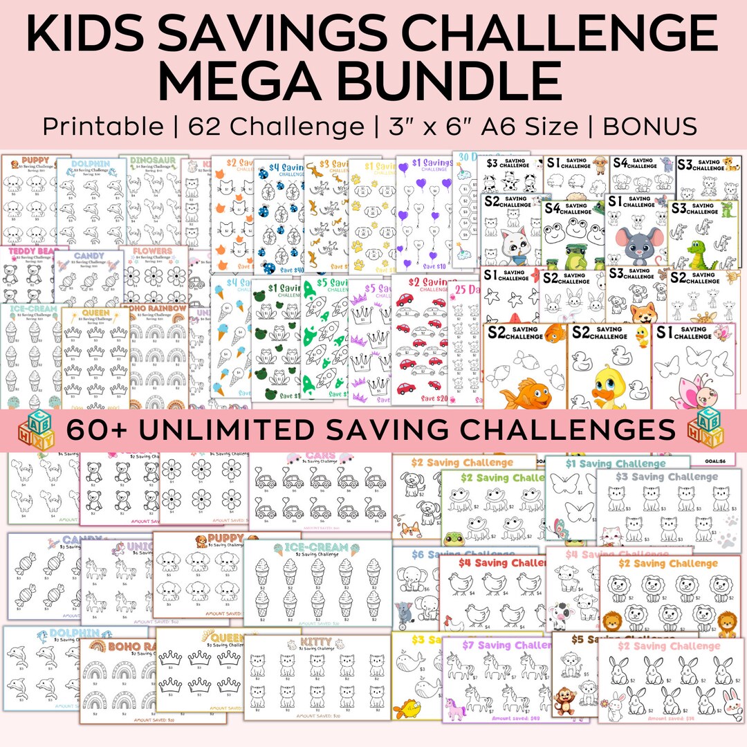 Ultimate Kids Savings Challenge Bundle, Mega A6 Kids Savings Challenge ...