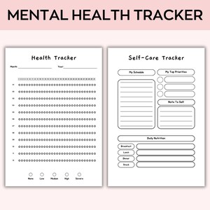 Mental Health Tracker Bundle, A5 Printable Journal Pages, Self Care ...