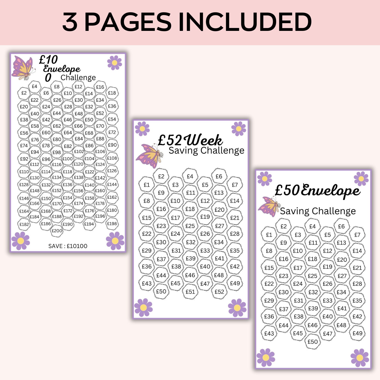 Pounds Savings Challenge Printable, Daisy Flower Saving Tacker,a6 Mini ...