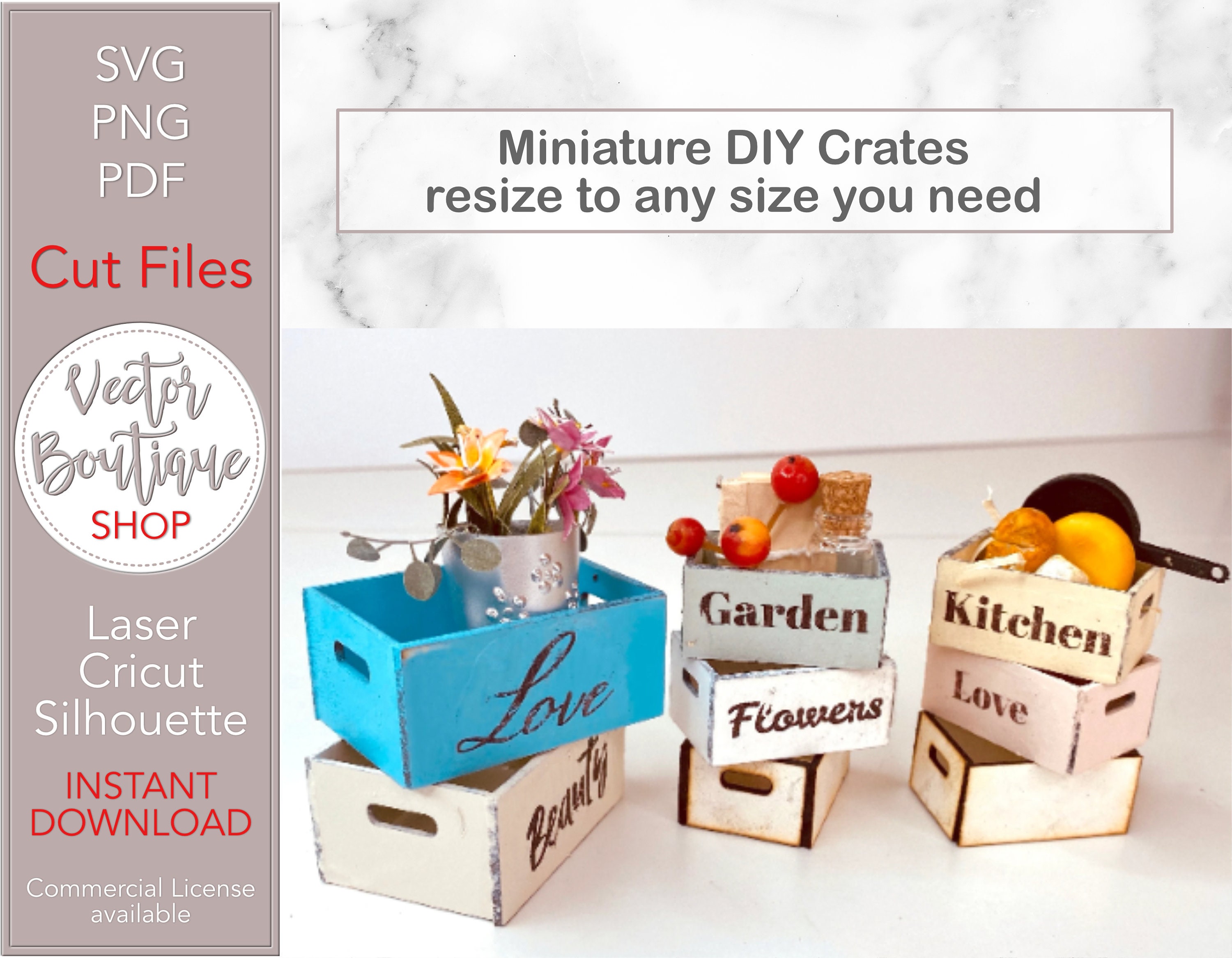 Miniature DIY Dollhouse Crates Boxes SVG Cut Files - Etsy