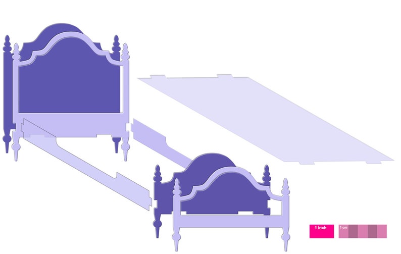 Dollhouse Miniature Romantic Bed -- SVG Cut Files + Instructions PDF ...
