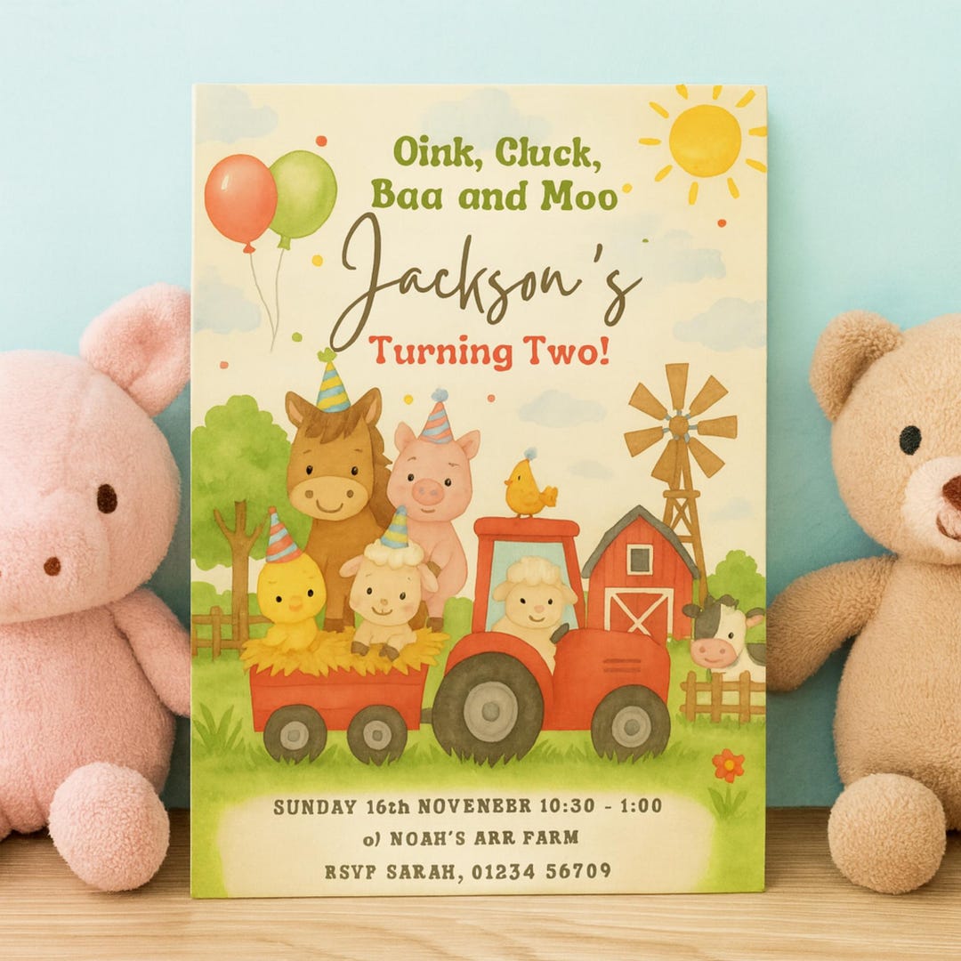Farm Birthday Invitation Template | 3 Editable Canva Invites | Custom ...
