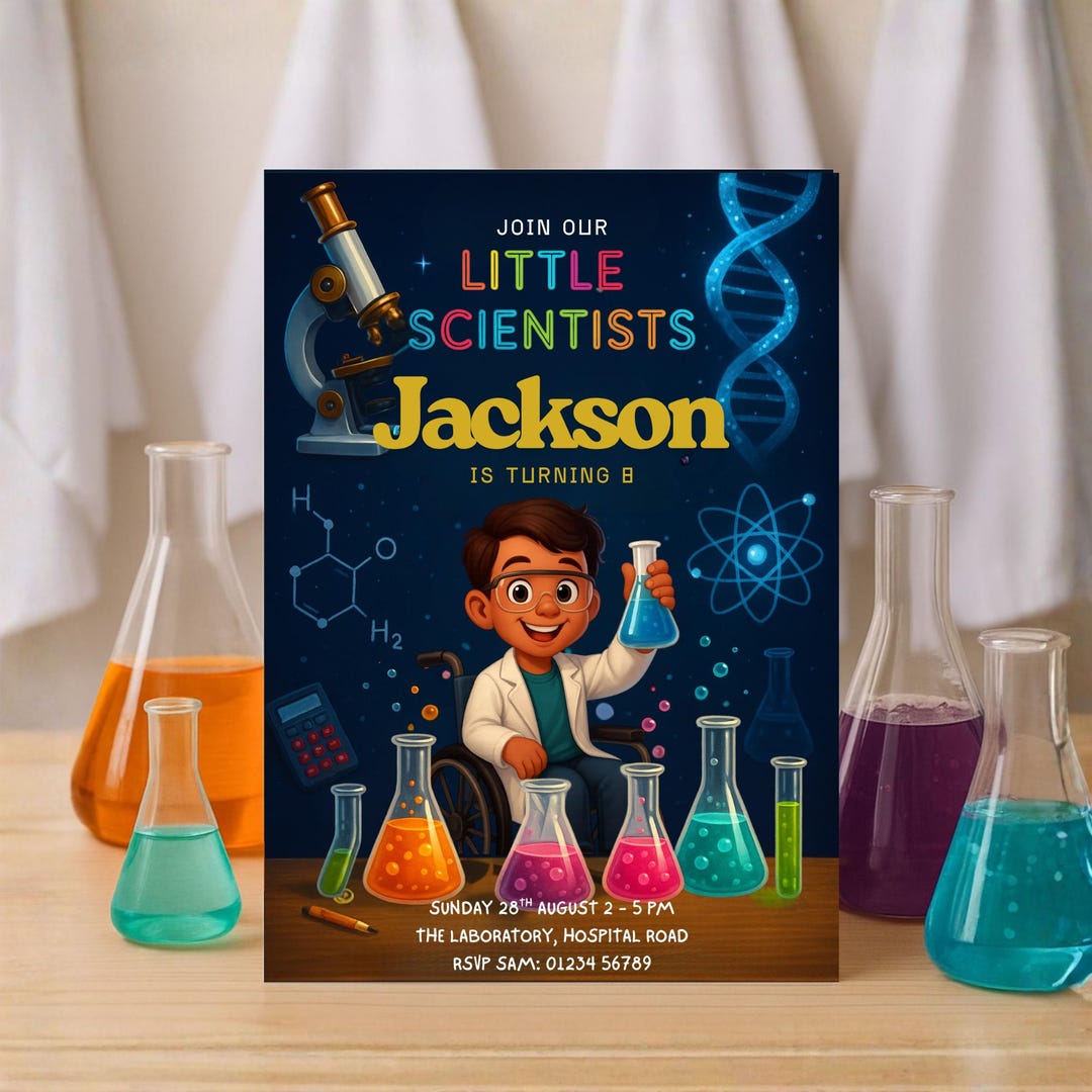 Editable Science Birthday Invitation | STEM Squad Party | Kids Lab ...