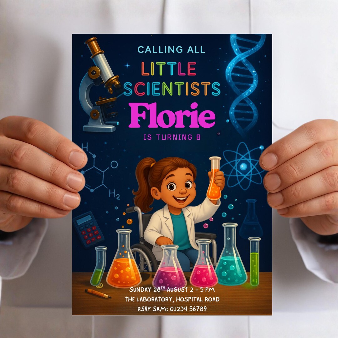 Editable Science Birthday Invitation | STEM Squad Party • Inclusive ...